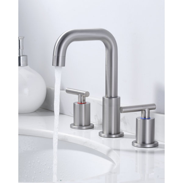 WOWOW 8 In. Widespread Double Handle Bathroom Faucet In Gold(Included Pop-Up Drain And Aerator ...